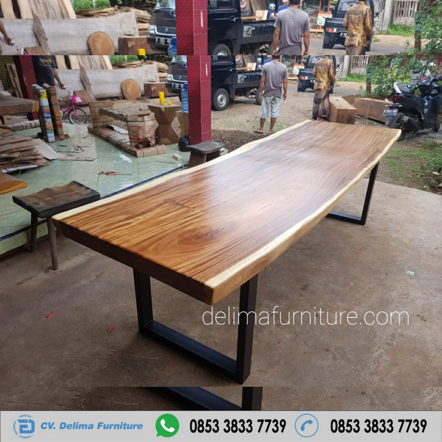 Meja Kayu Solid Panjang Utuh Tanpa Sambung Harga Murah